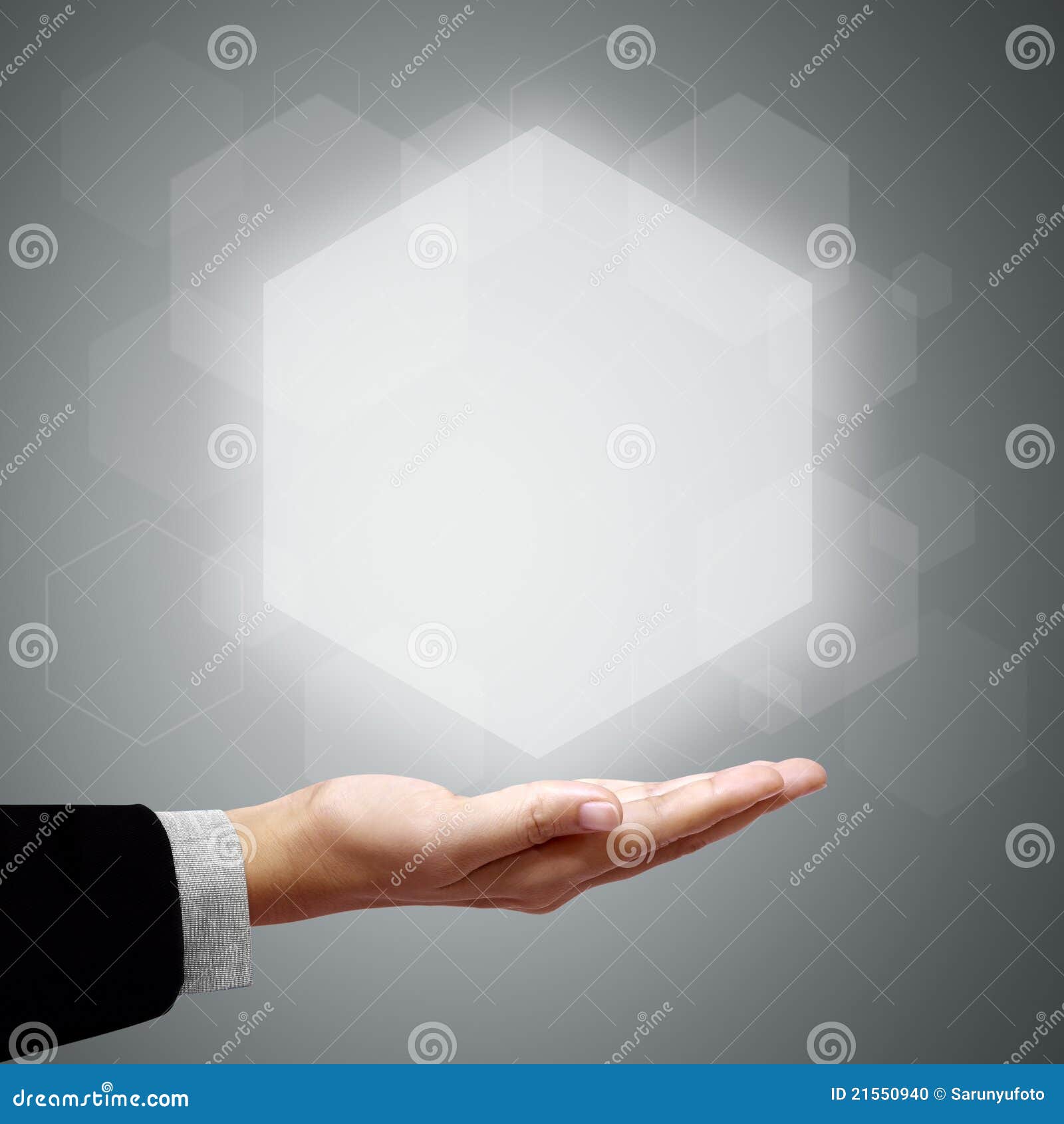 Hand Of Business Man Have Hexagon Above Stock Illustration ...