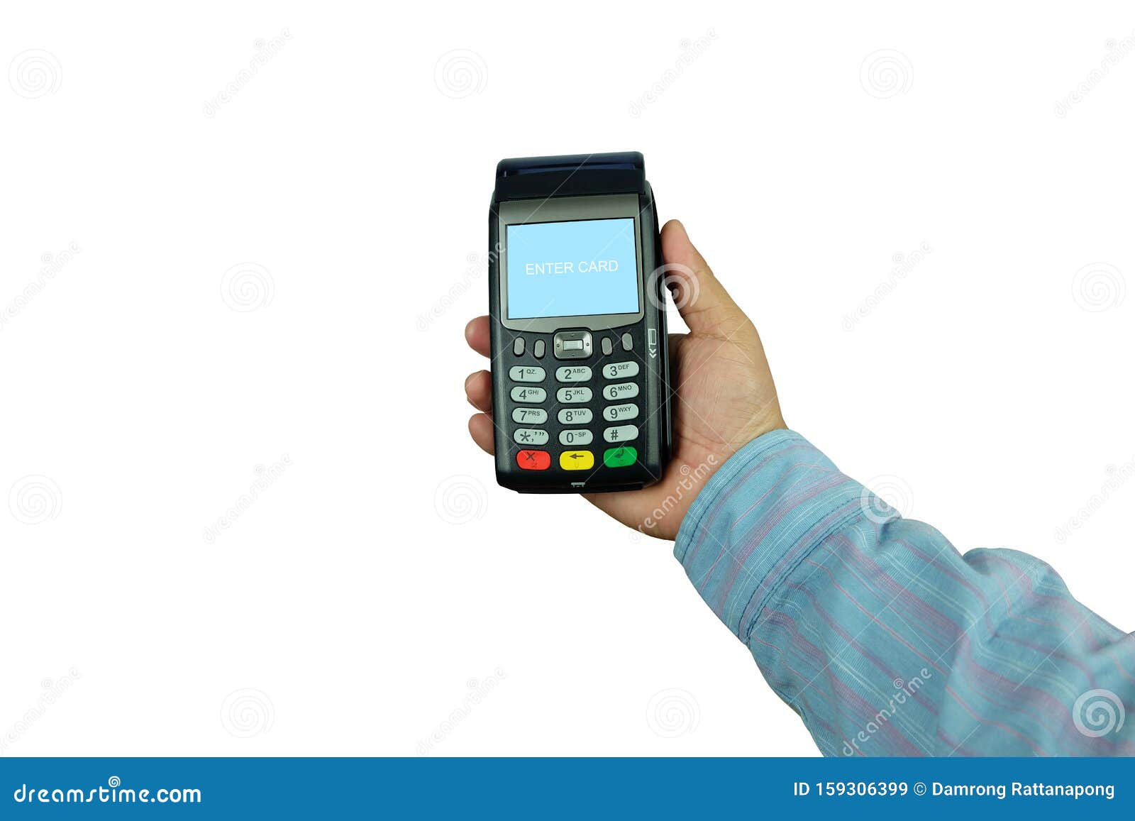 Hand of Business Man is Holding POS Terminal Credit Card Machine ... Hand of Business Man is Holding POS Terminal Credit Card Machine ...