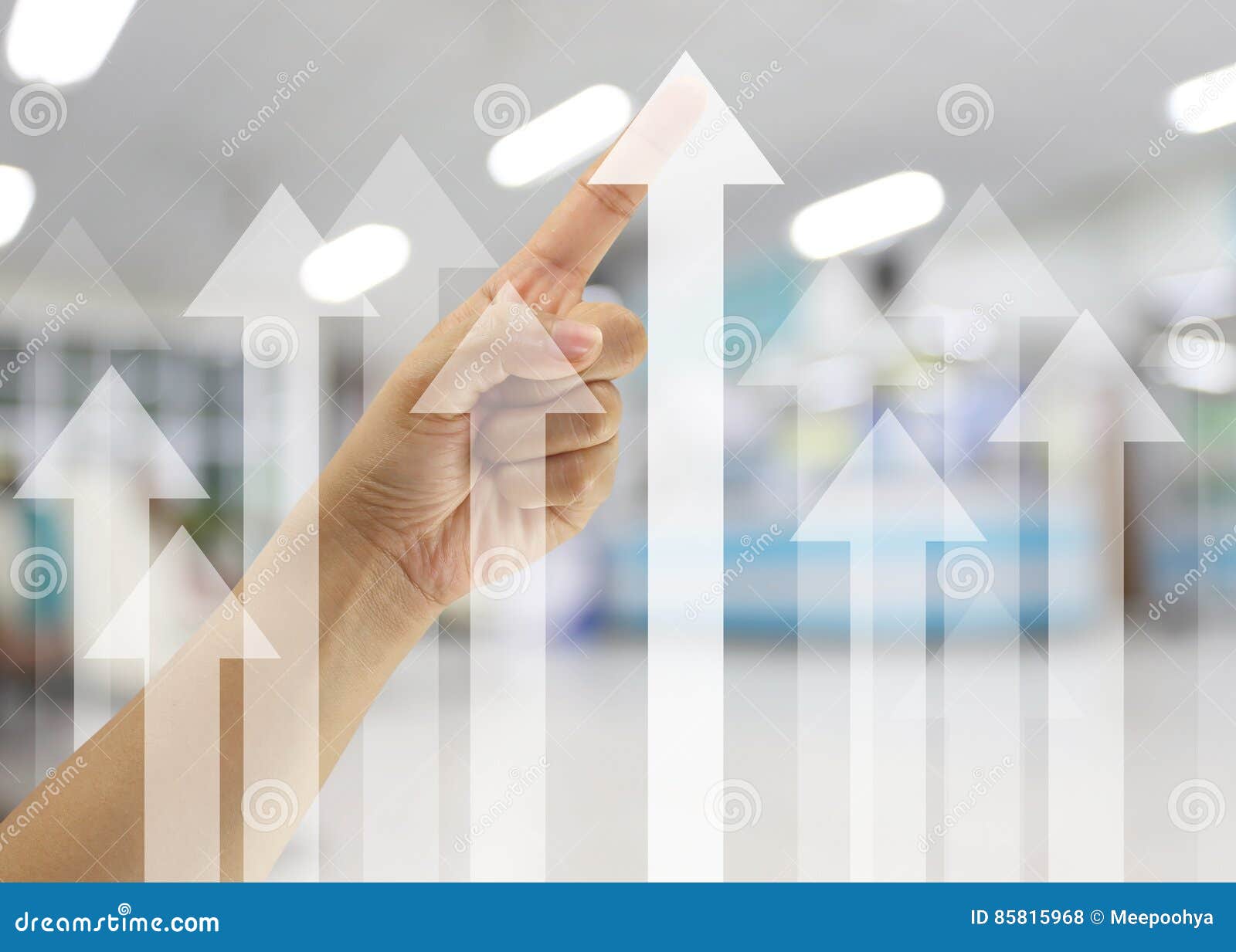 Hand of Business Man Point To the Highest Point of the Arrow. Stock ...