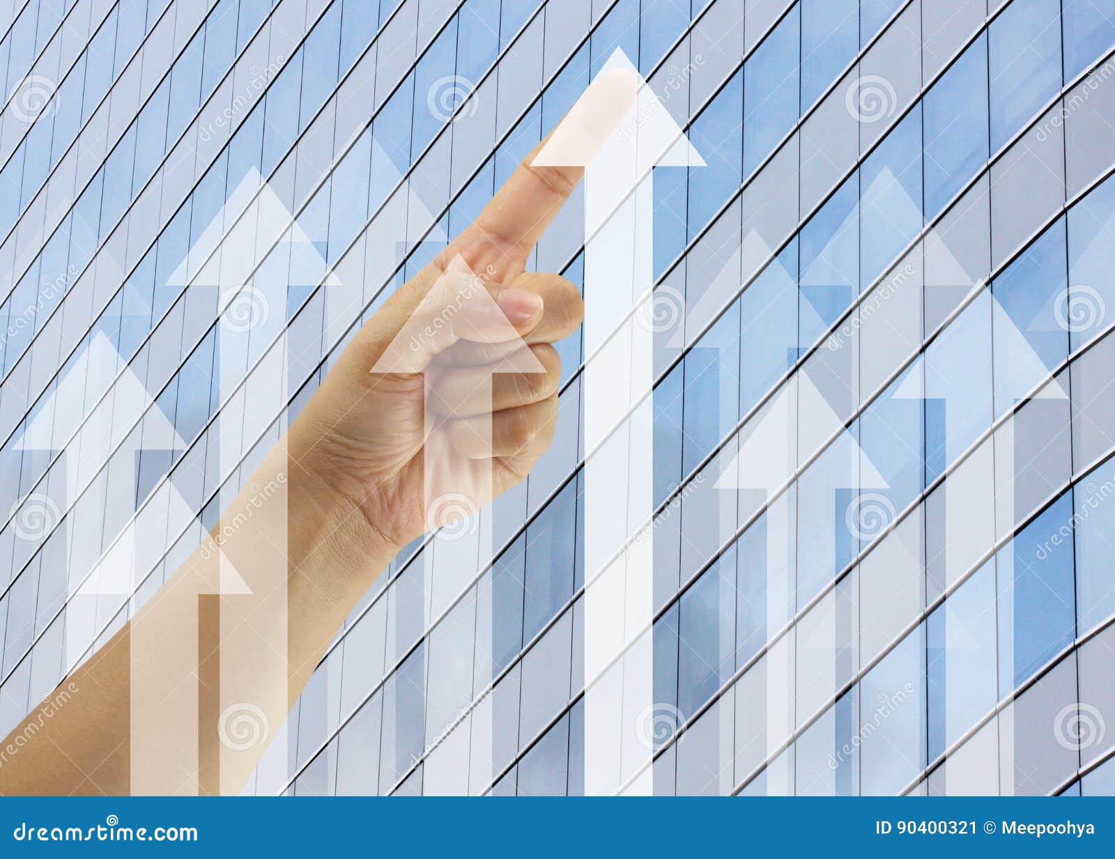 Hand of Business Man Point To the Highest Point of the Arrow. Stock ...