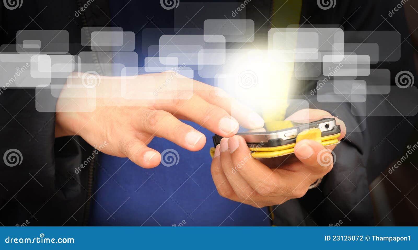Hand of Business Man Touch Screen of Mobile Phone Stock Photo - Image ...