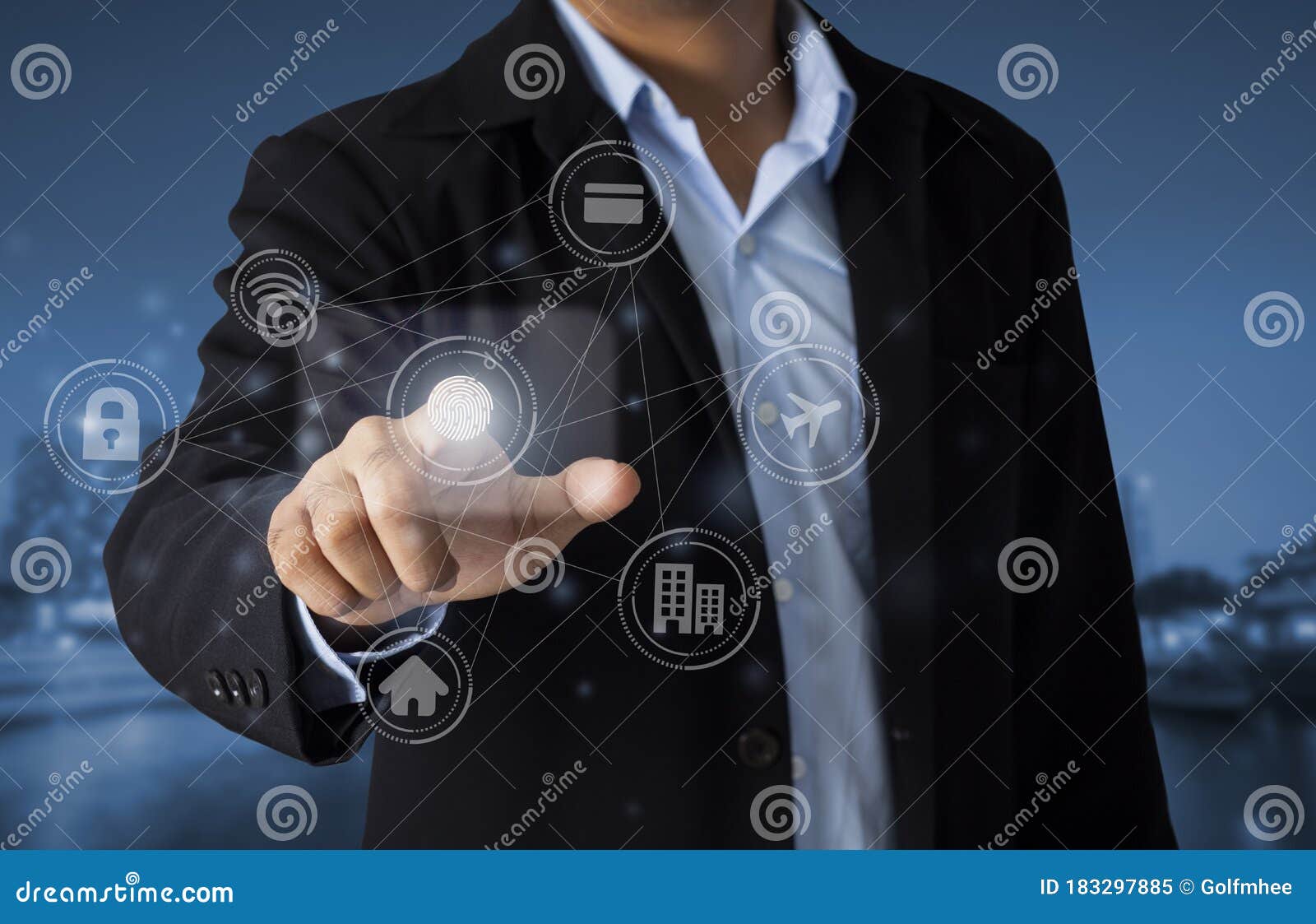 Hand Business Man Touch Screen Smartphone 5G Service Searching for ...