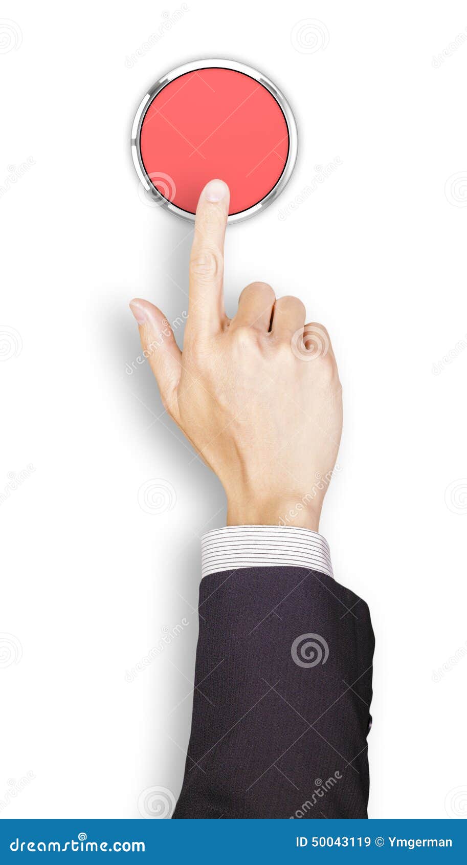 Hand of Businessman Clicking a Red Button, Top Stock Image - Image of ...