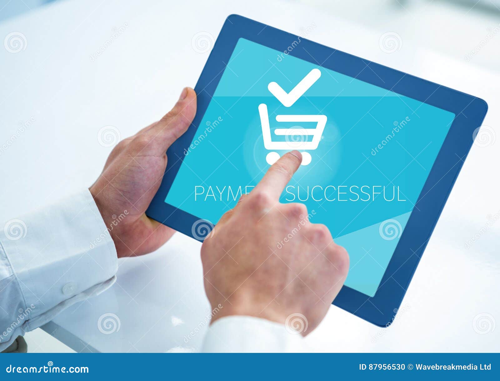 Hand of Businessman Doing Online Payment on Digital Tablet Stock Photo ...
