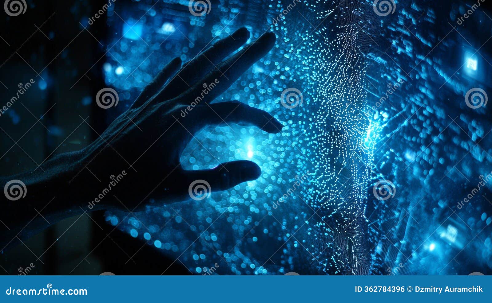Hand of a Businessman Interfacing with Modern Tech and Computer Screen ...