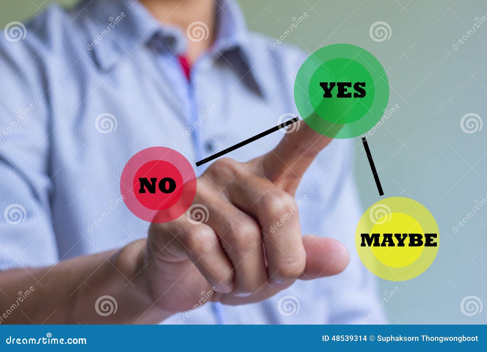 Hand of Businessman Press Yes Button. Stock Photo - Image of choose ...