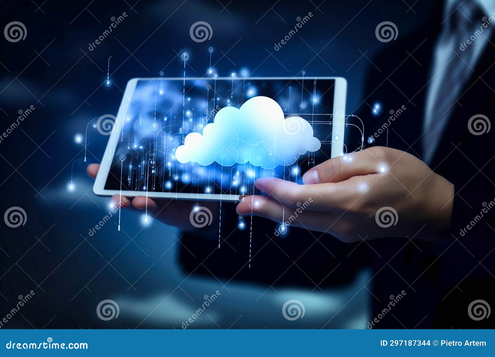 Hand of Businessman Showing Cloud Computing on Tab Stock Photo - Image ...