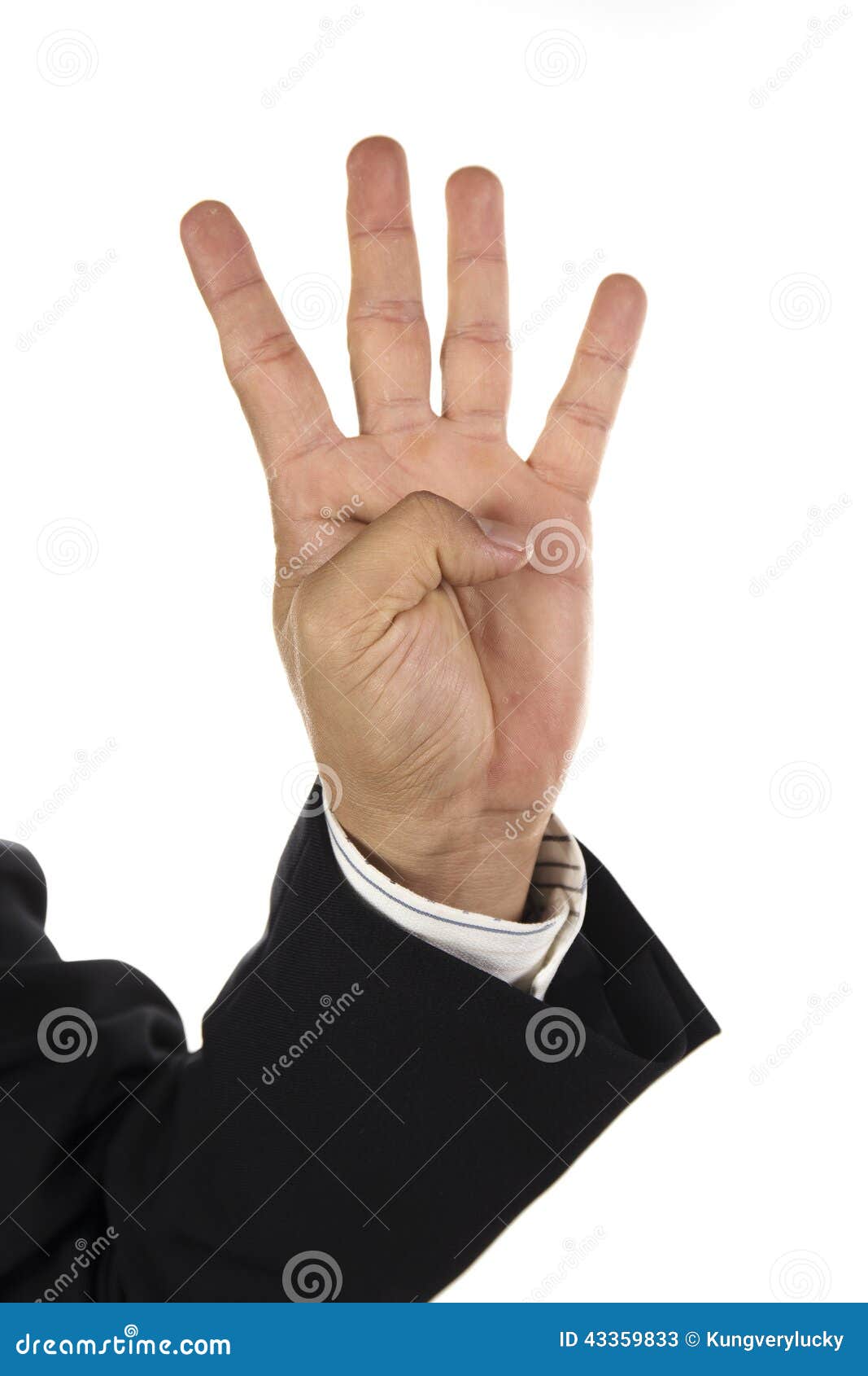 Hand and Businessman Showing Four Fingers Stock Image - Image of child ...