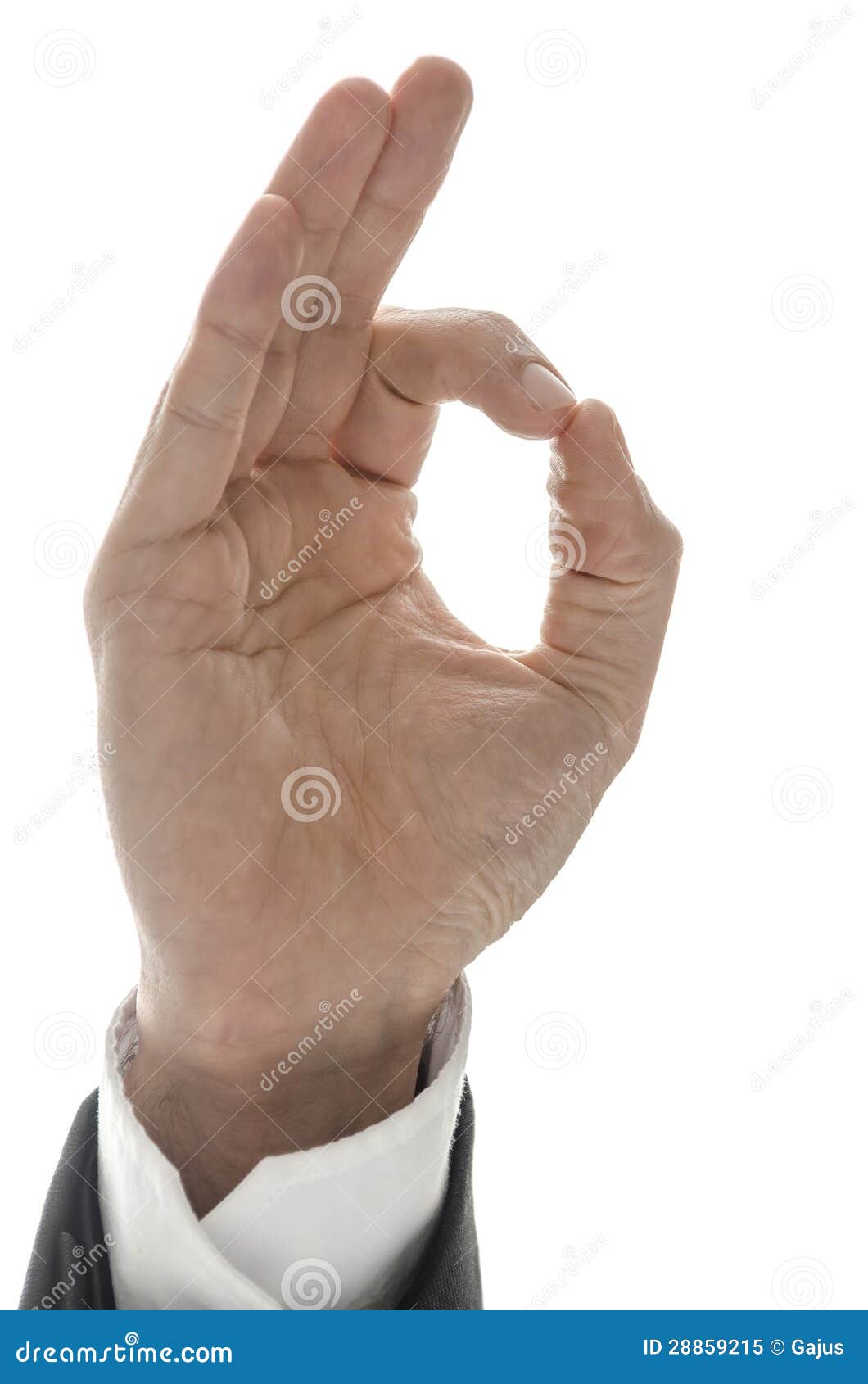 Hand of a Businessman Showing an Ok Sign Stock Image - Image of good ...