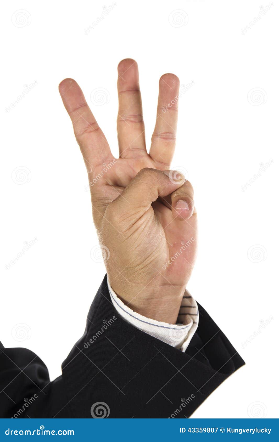 Hand and Businessman Showing Three Fingers Stock Image - Image of ...