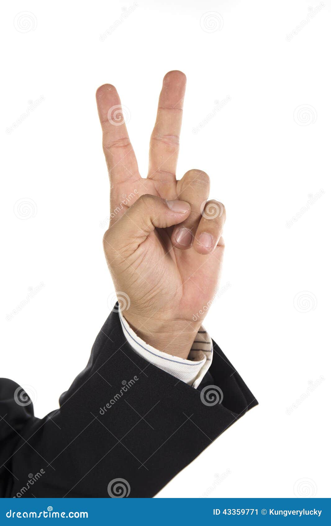 Hand and Businessman Showing Two Fingers Stock Image - Image of female ...