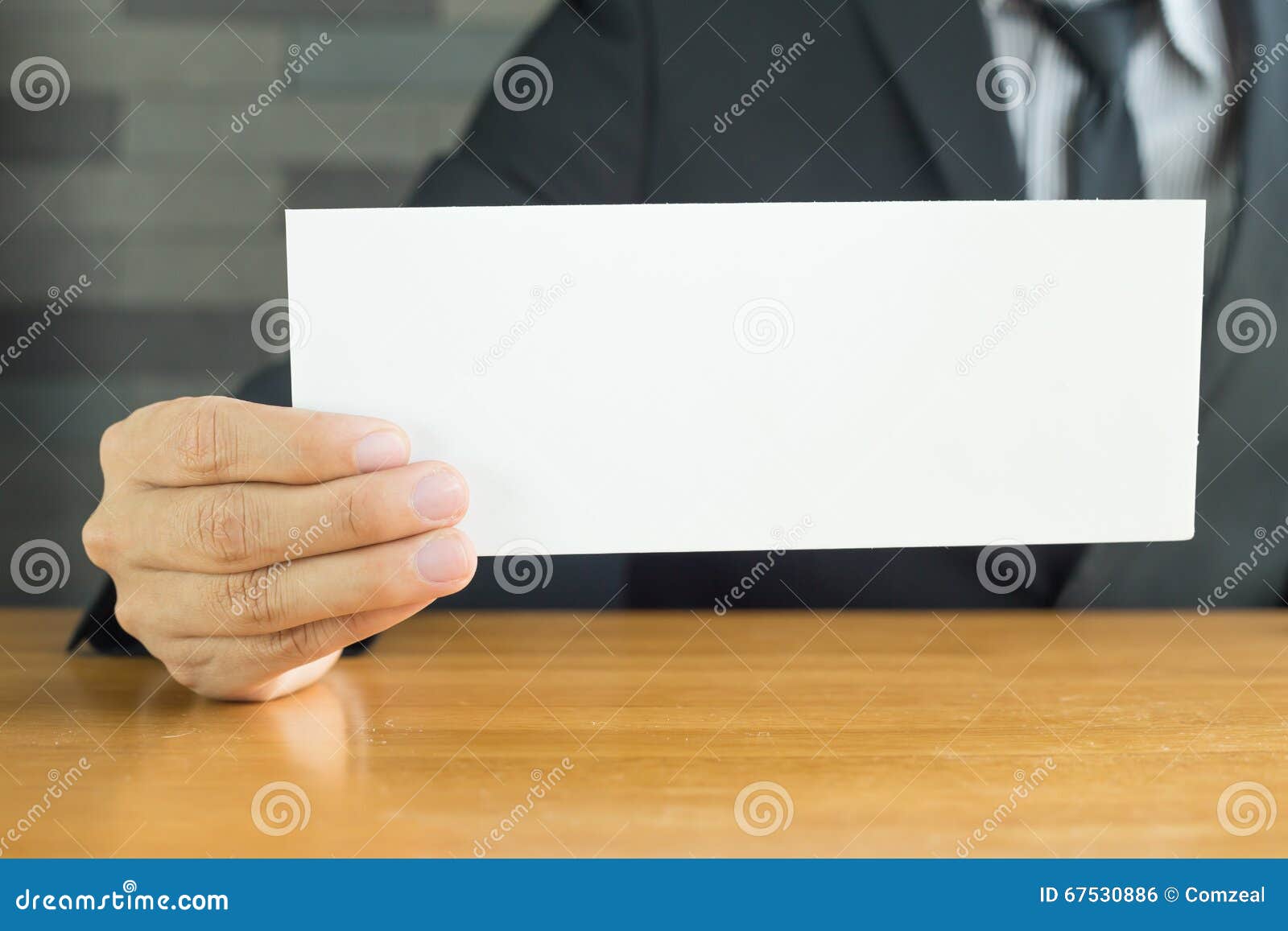 Hand of Businessman Showing White Paper Stock Photo - Image of person ...