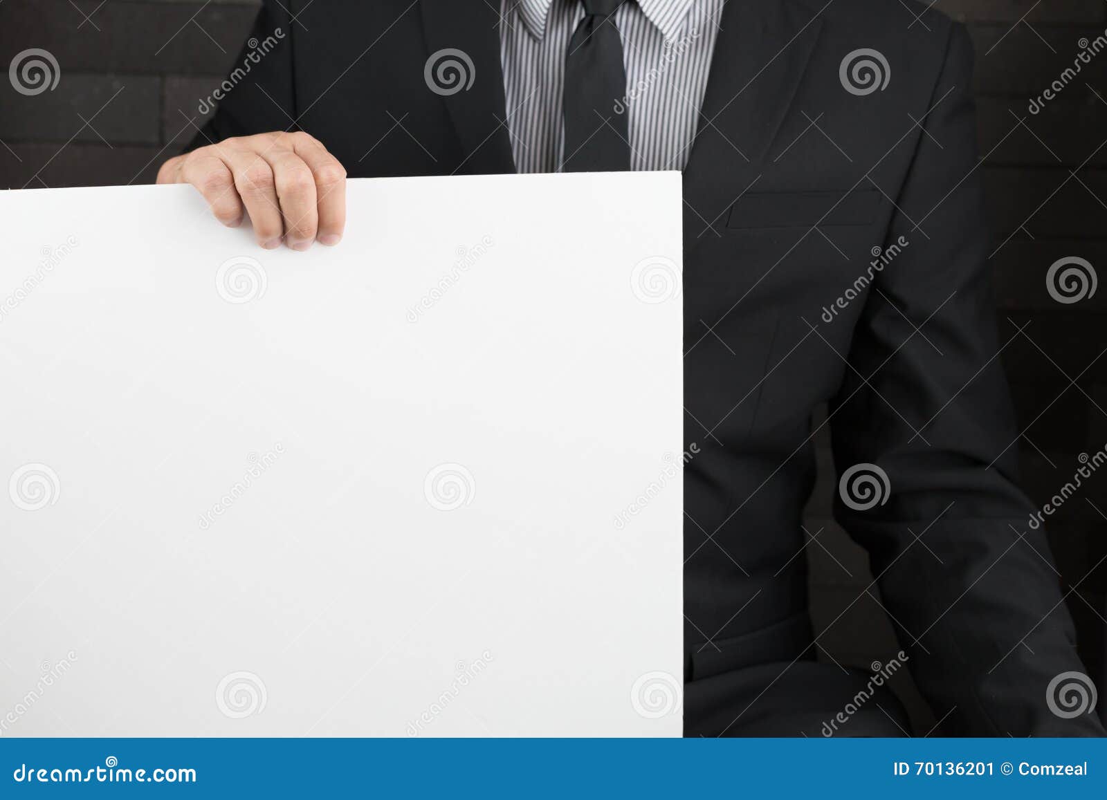 Hand of Businessman Showing White Paper Stock Image - Image of space ...