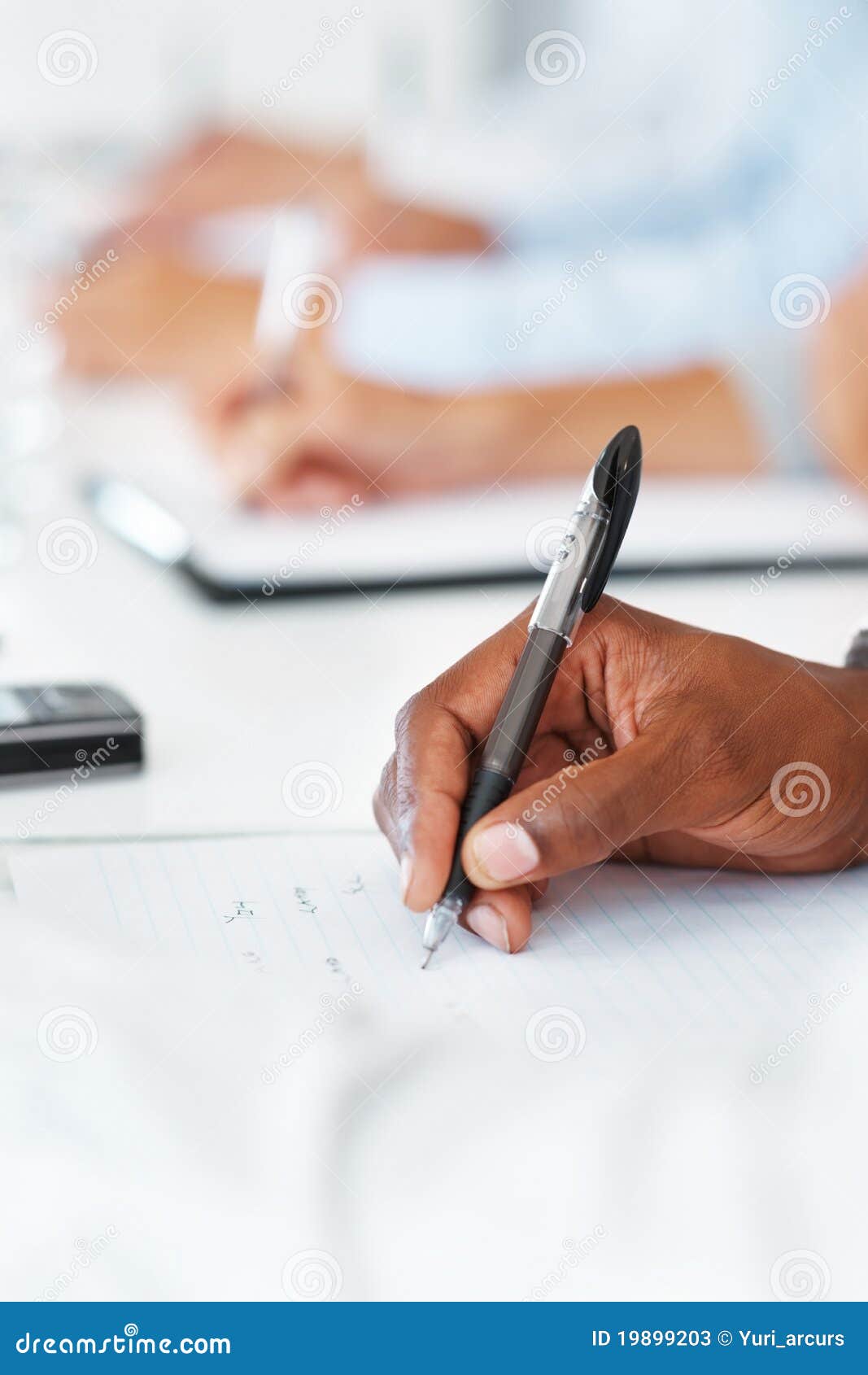 Hand of Businessman Taking Down Notes in a Meeting Stock Image - Image ...