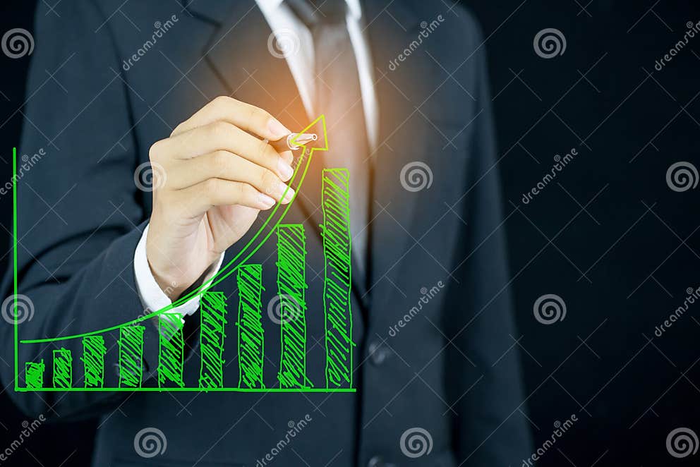 Hand of Businessman Use a Pen Write Graph Stock Photo - Image of hold ...