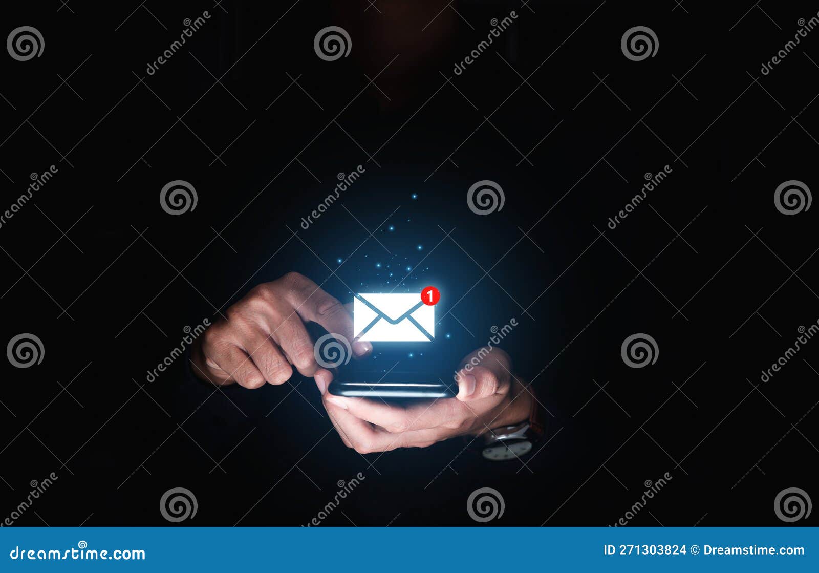 Hand of Businessman Using Smartphone for Email with Notification Alert ...