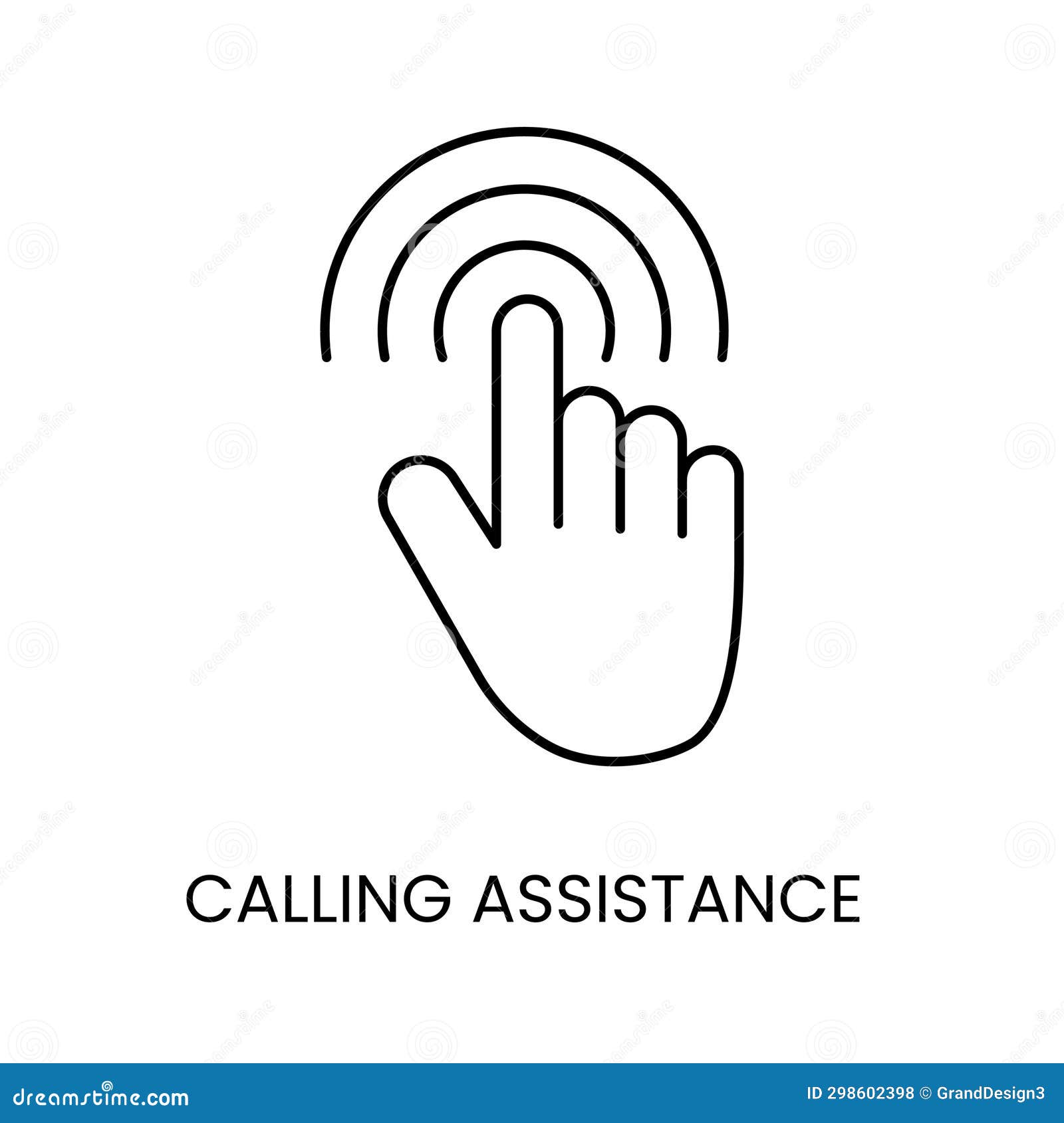 Hand on Button, Call for Help for People with Disabilities Line Icon ...