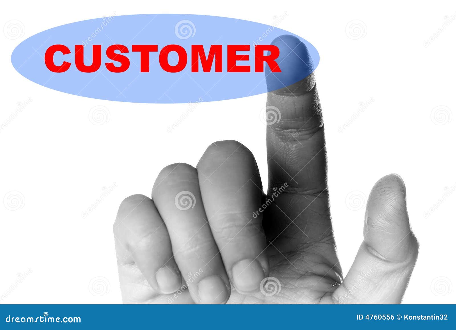 Hand and Button with Word of Customer Stock Photo - Image of screen ...