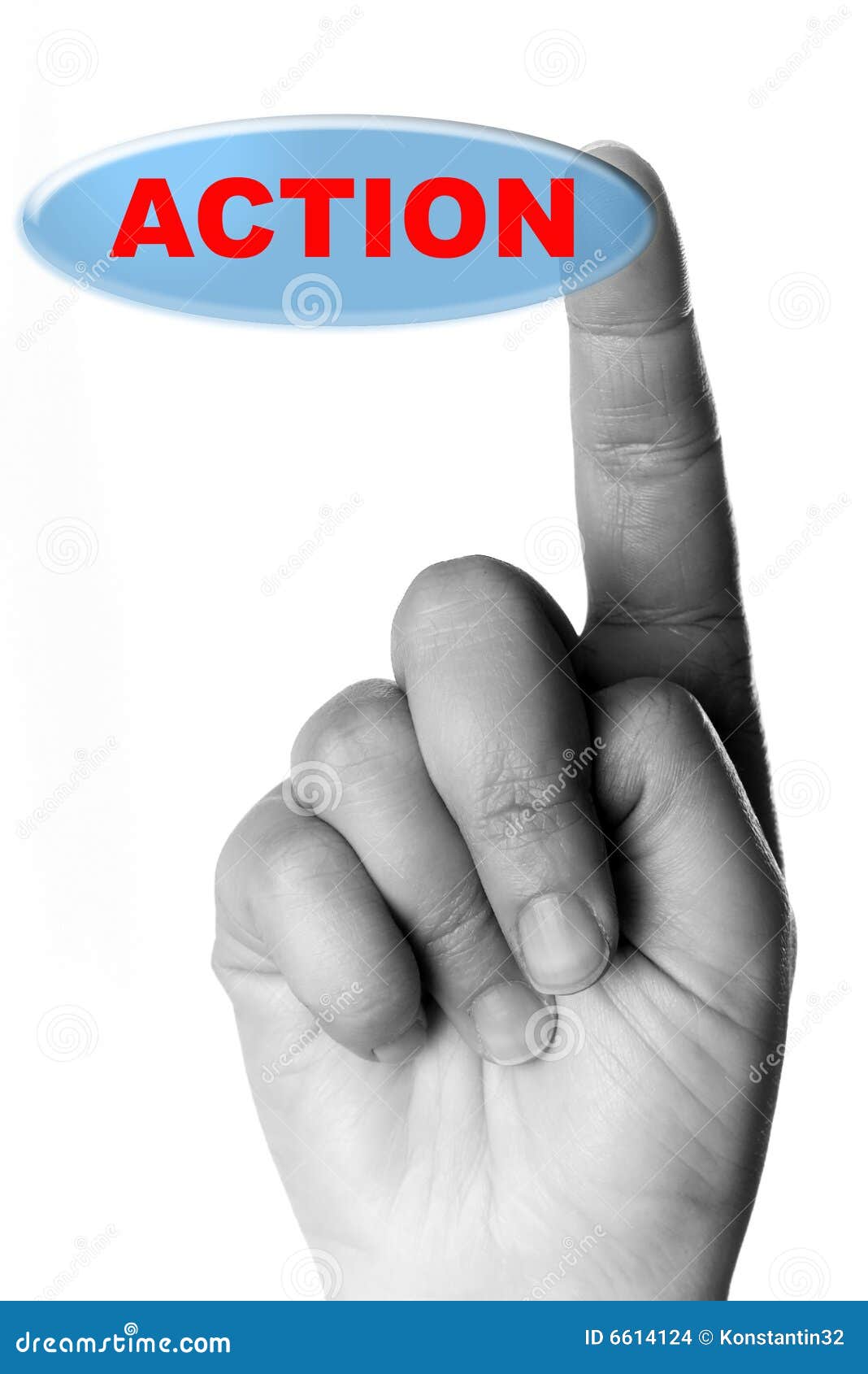 Hand and Button with Word Isolated on White Stock Photo - Image of ...