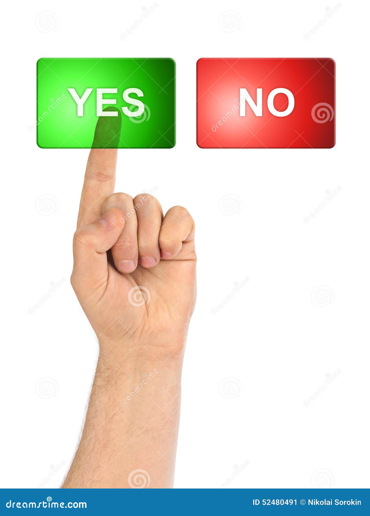 Hand and buttons Yes/No stock image. Image of business - 52480491