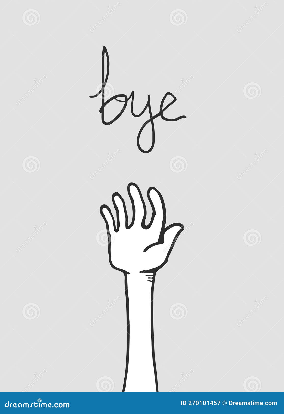 Hand and bye message stock vector. Illustration of palm - 270101457
