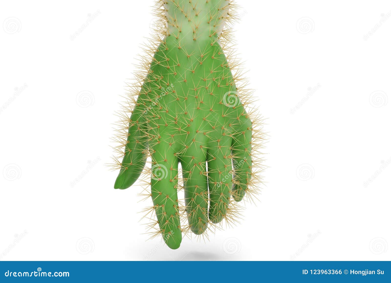 Hand Cactus on White Background.3D Illustration. Stock Illustration ...