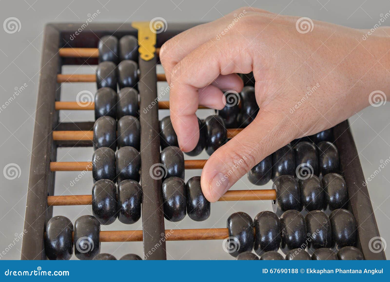 Hand Calculated on Wooden Abacus Stock Photo - Image of tool, actuary ...