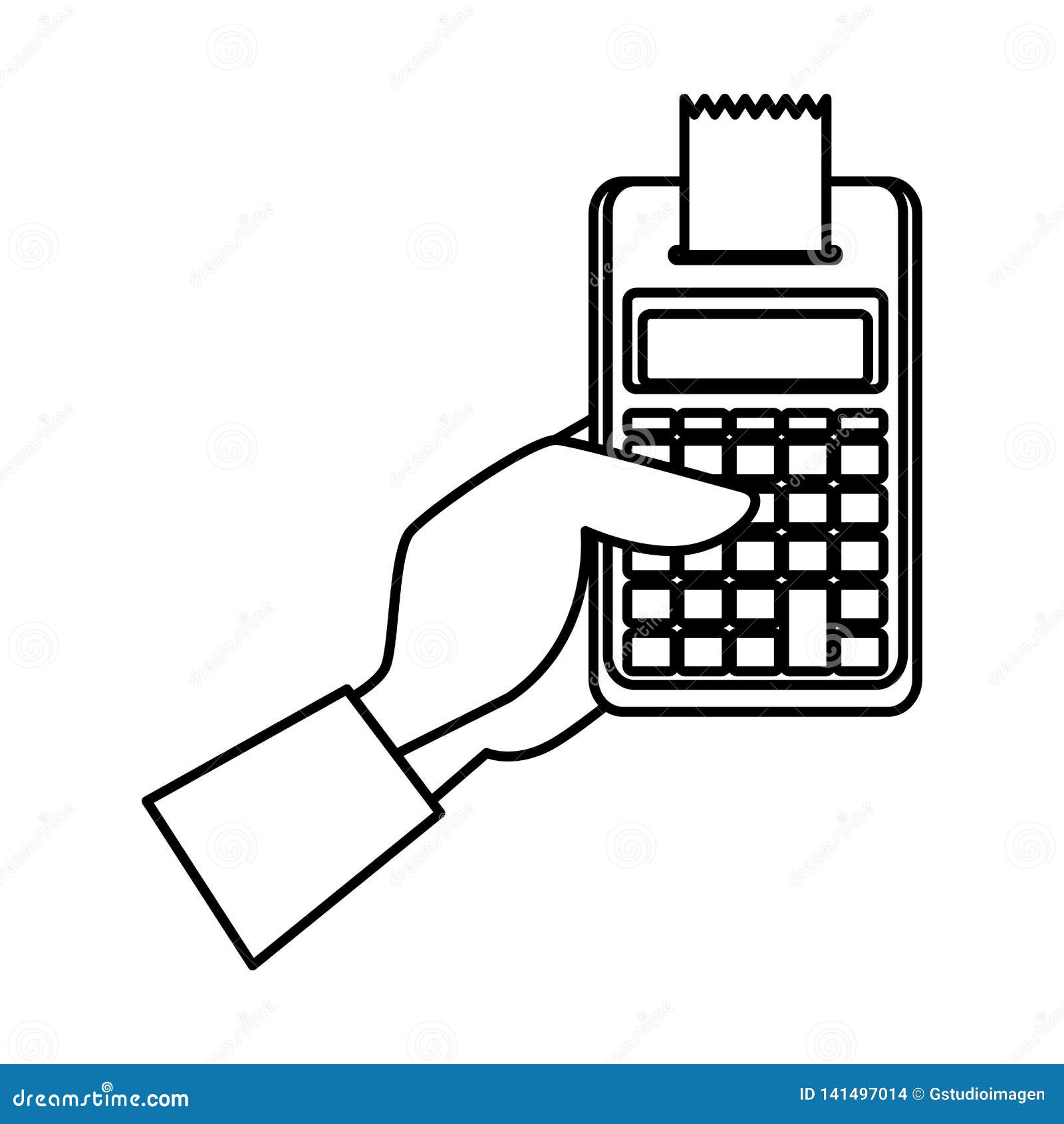 Hand with calculator math stock vector. Illustration of graphic - 141497014