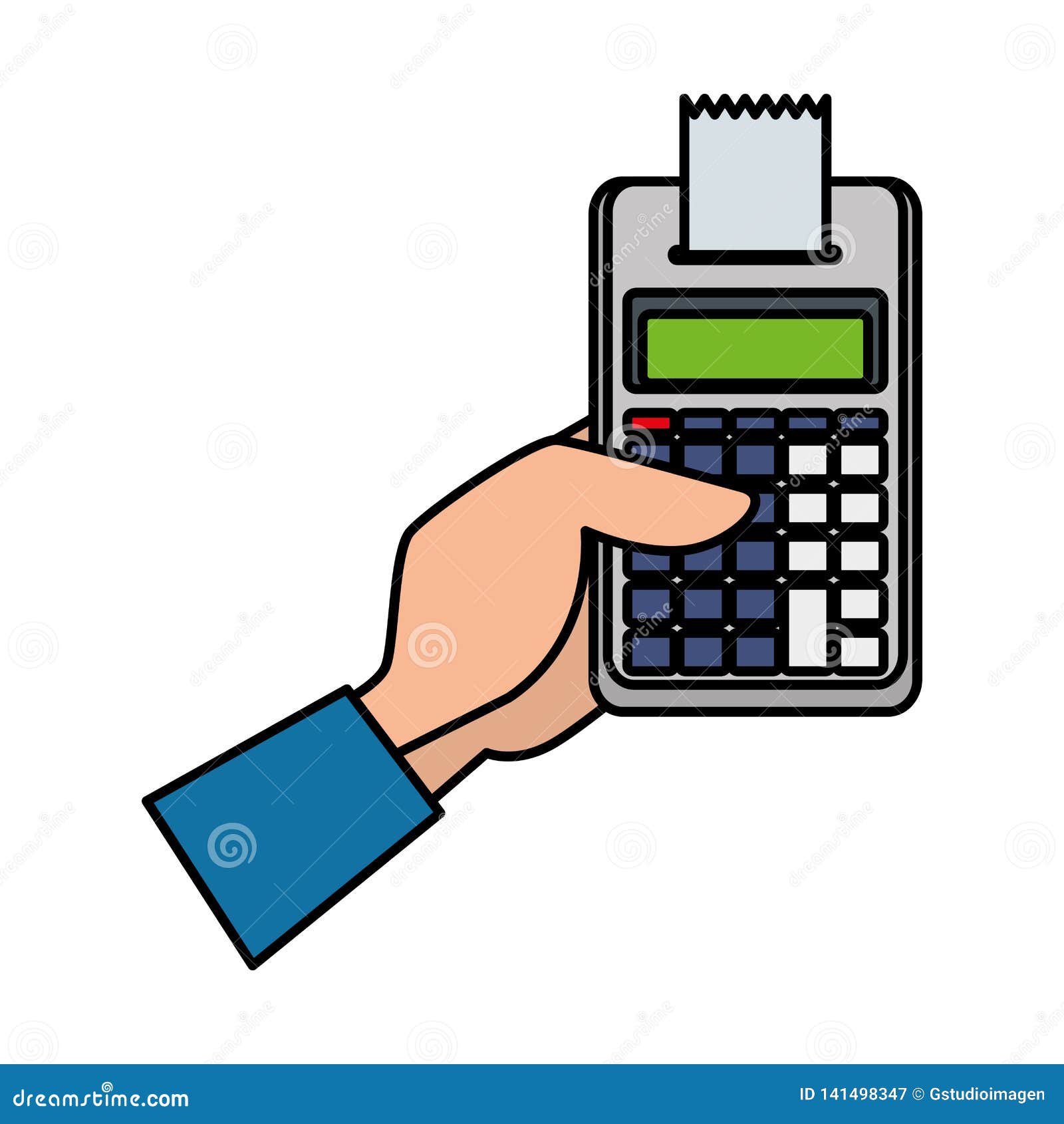Hand with calculator math stock vector. Illustration of school - 141498347