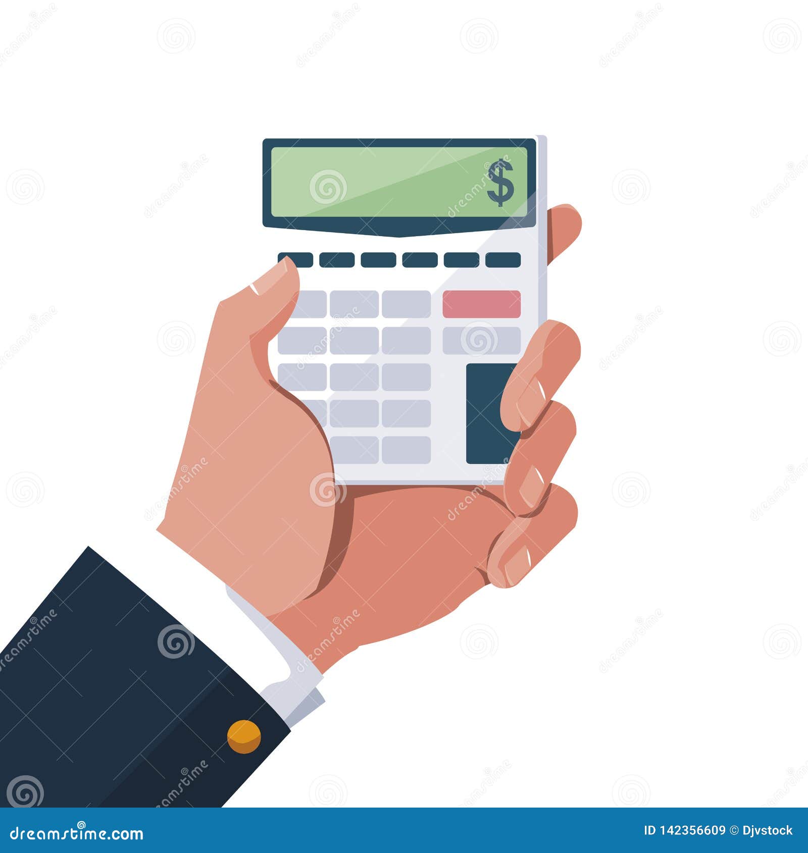 Hand with calculator math stock vector. Illustration of calculator ...