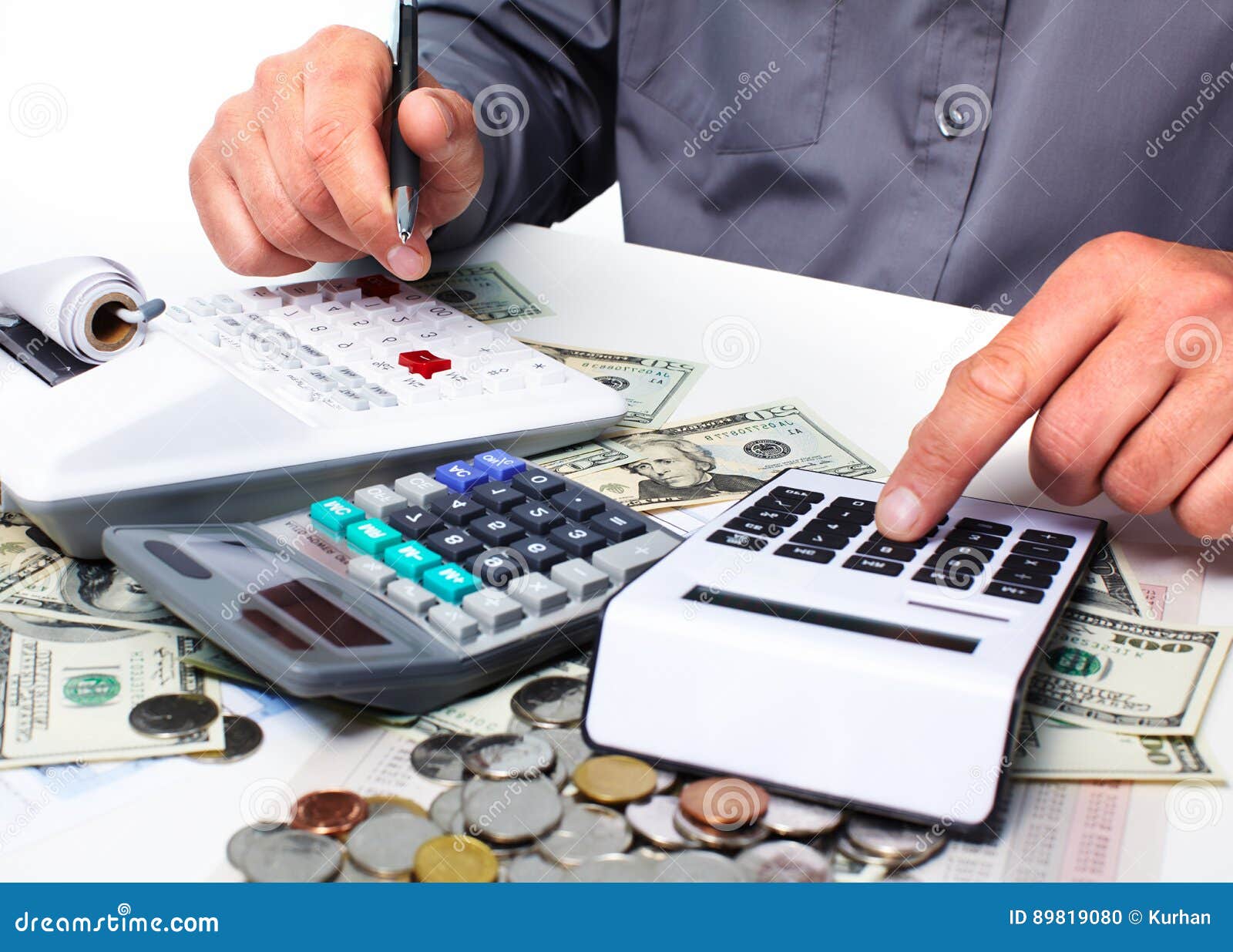 Hand with Calculator and Money. Stock Photo - Image of calculate, hand ...
