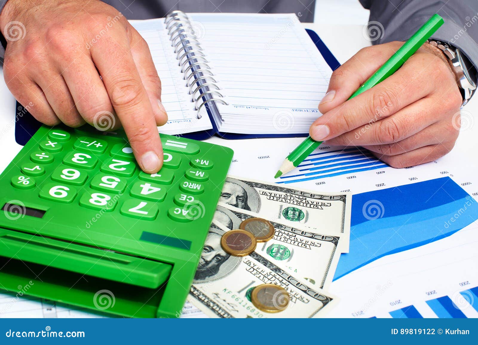Hand with Calculator and Money. Stock Photo - Image of cash, budget ...