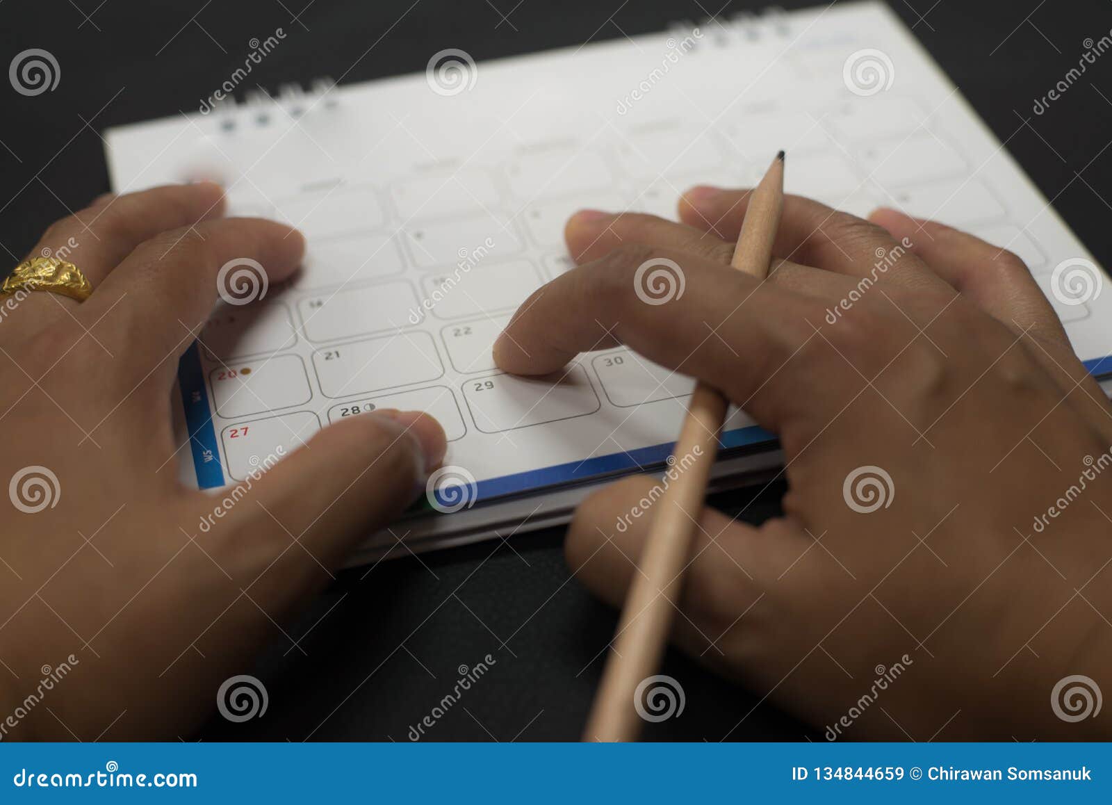Hand on Calendar in Planning Concept Stock Image - Image of month ...