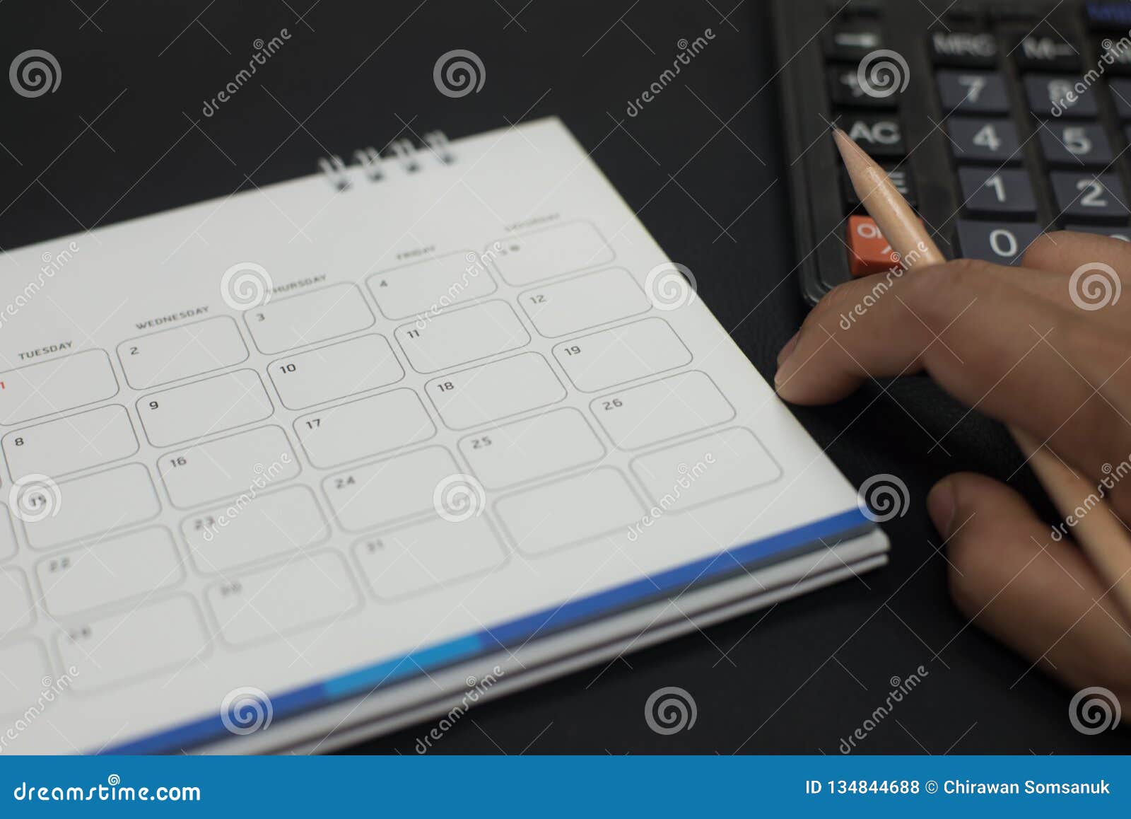 Hand on Calendar in Planning Concept Stock Photo - Image of organizer ...