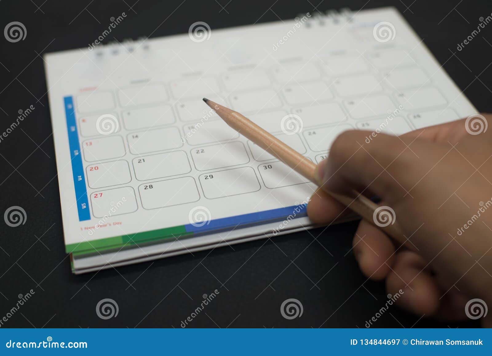 Hand on Calendar in Planning Concept Stock Image - Image of planner ...