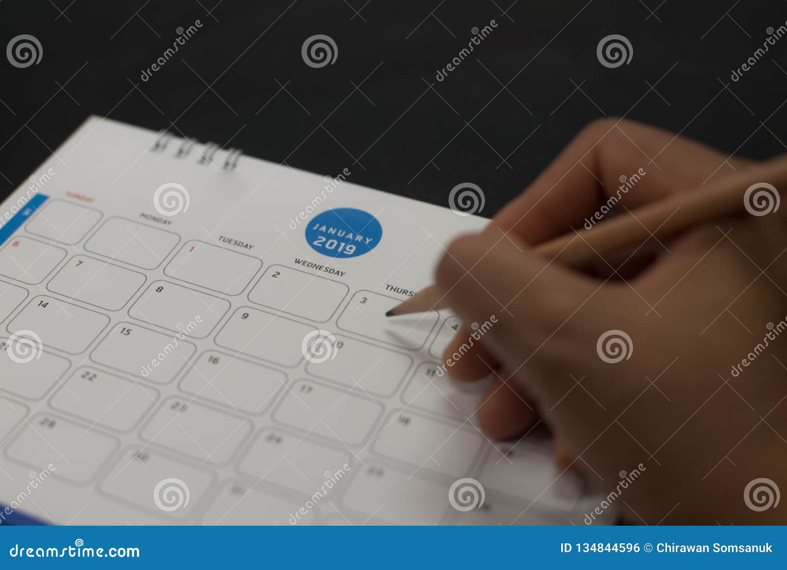 Hand on Calendar in Planning Concept Stock Photo - Image of office ...