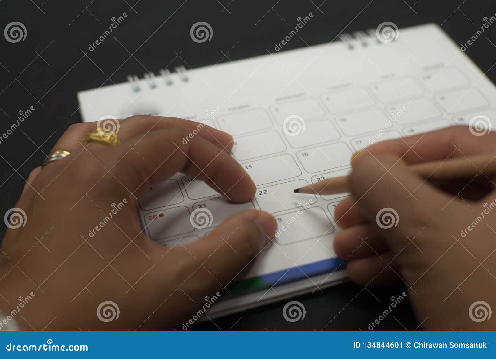 Hand on Calendar in Planning Concept Stock Image - Image of planner ...