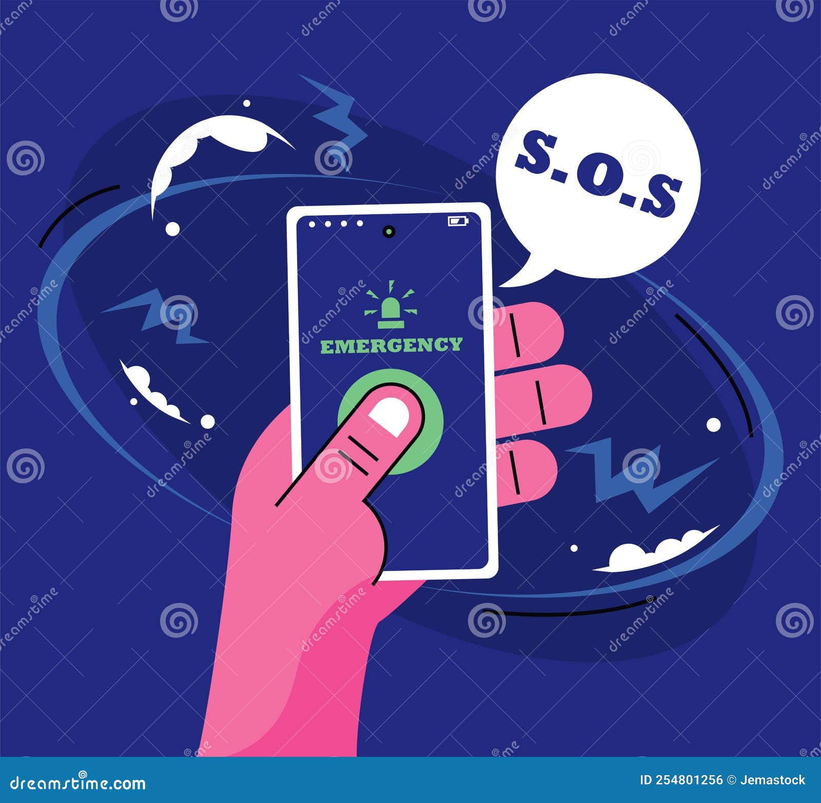 Hand calling sos service stock vector. Illustration of emergency ...