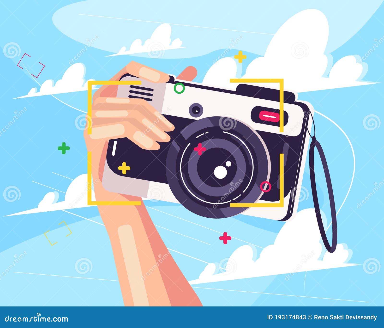 Hand and Camera stock vector. Illustration of drawing - 193174843