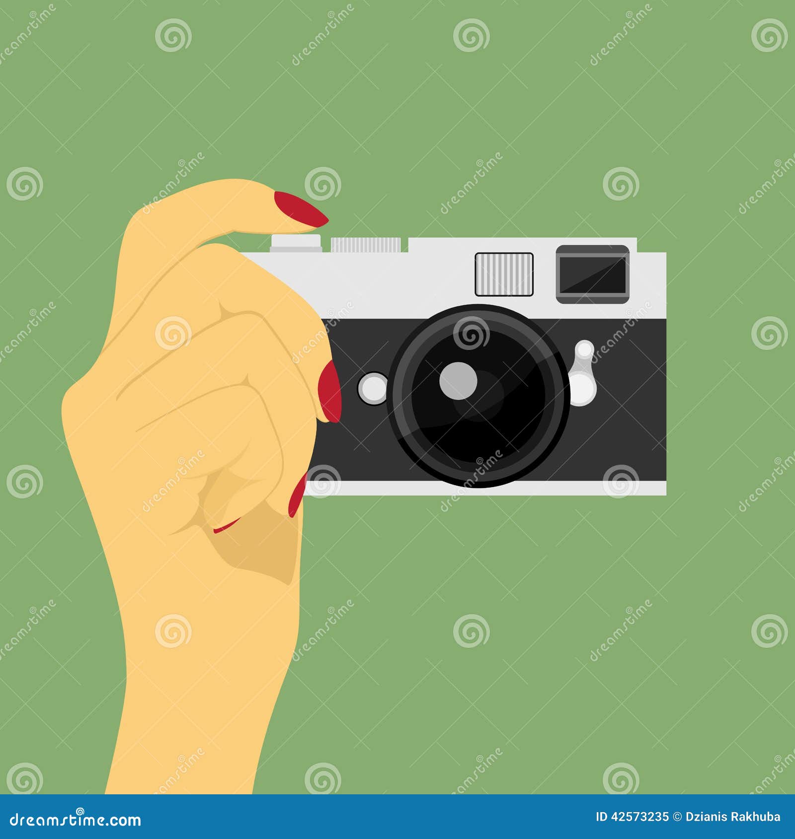 Hand with camera stock vector. Illustration of device - 42573235
