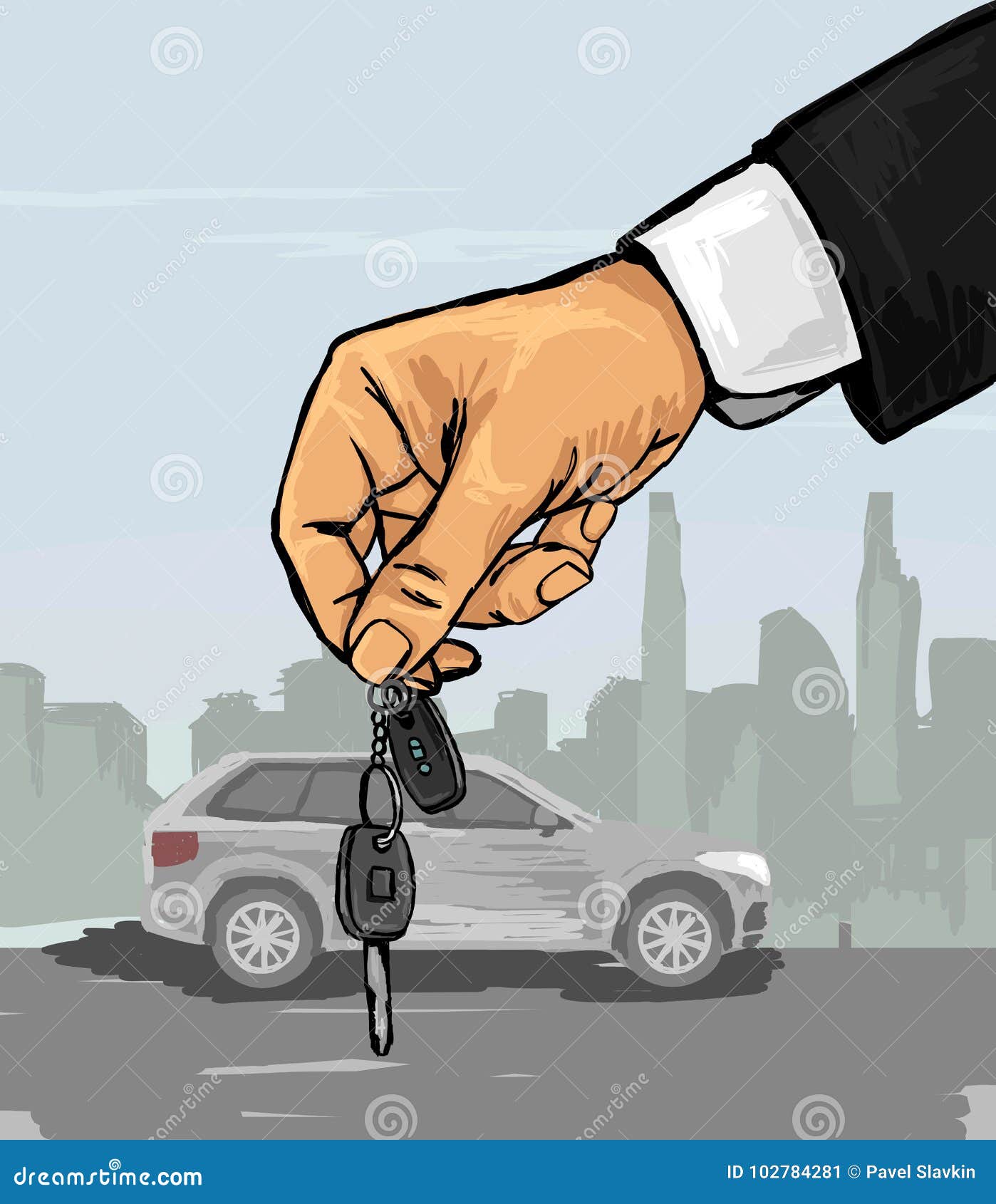 Hand with the car keys stock vector. Illustration of salesman - 102784281