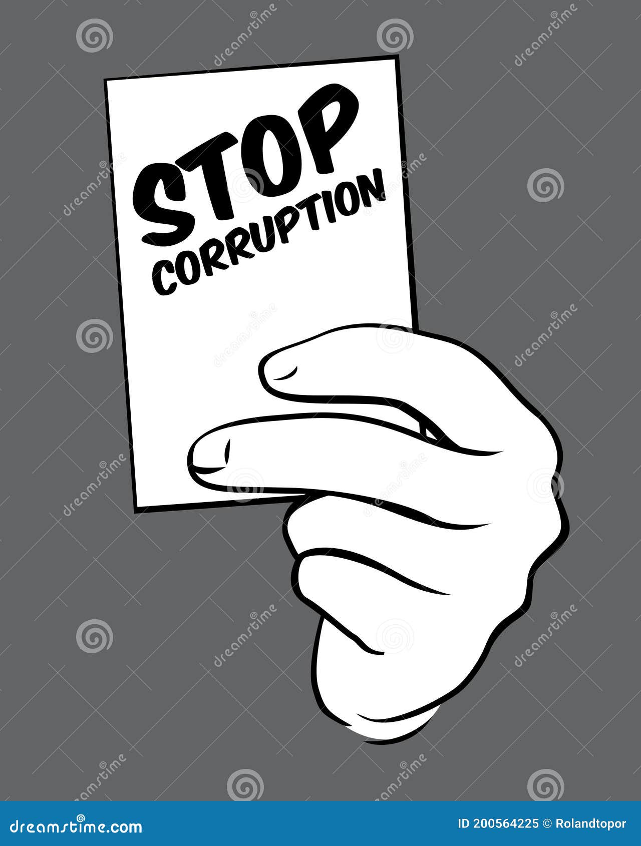 Hand with Card and Stop Corruption. Vector Illustration Stock Vector ...