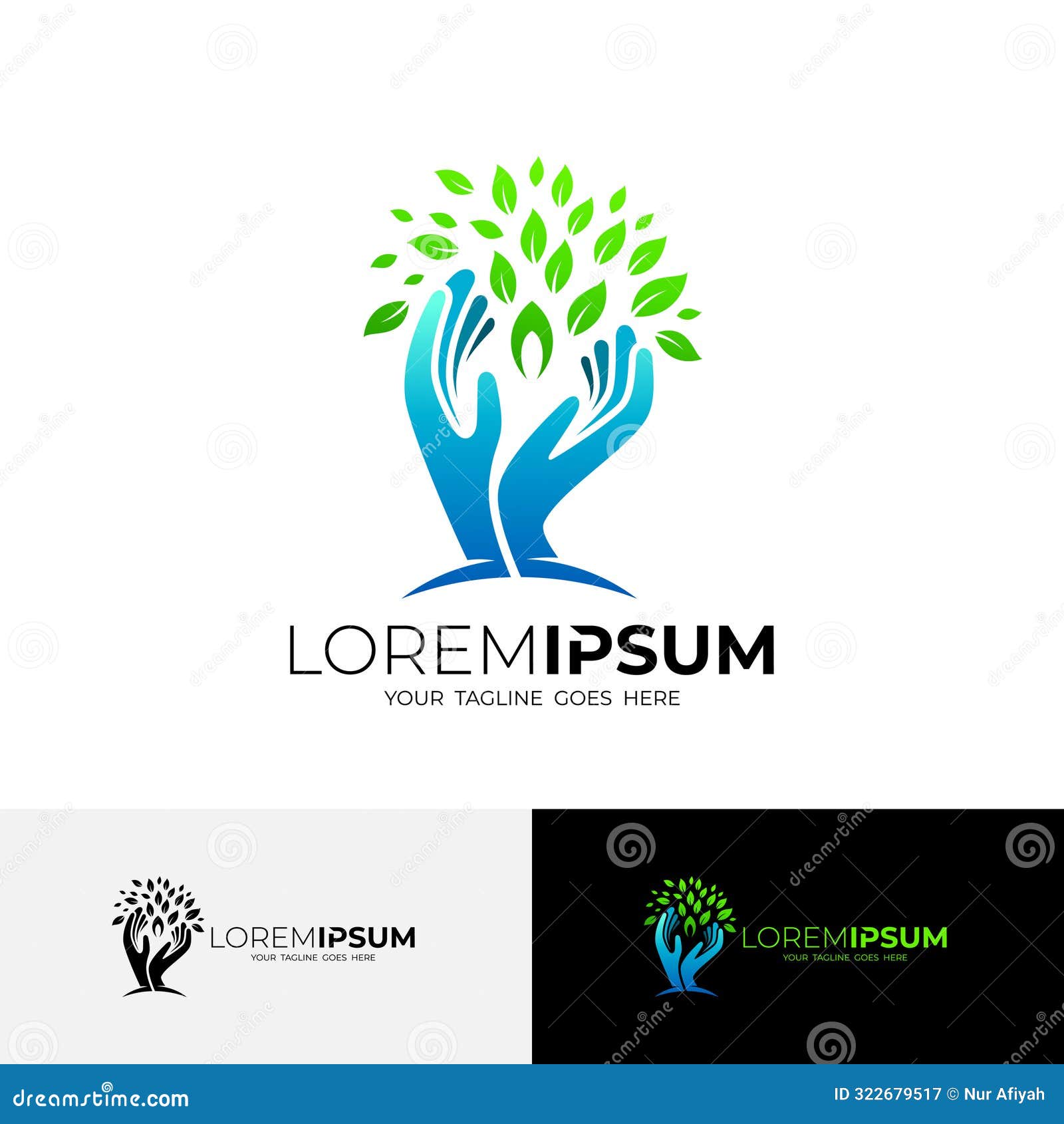 Hand Care Logo with Tree Design Nature, Unity Icons Stock Vector ...