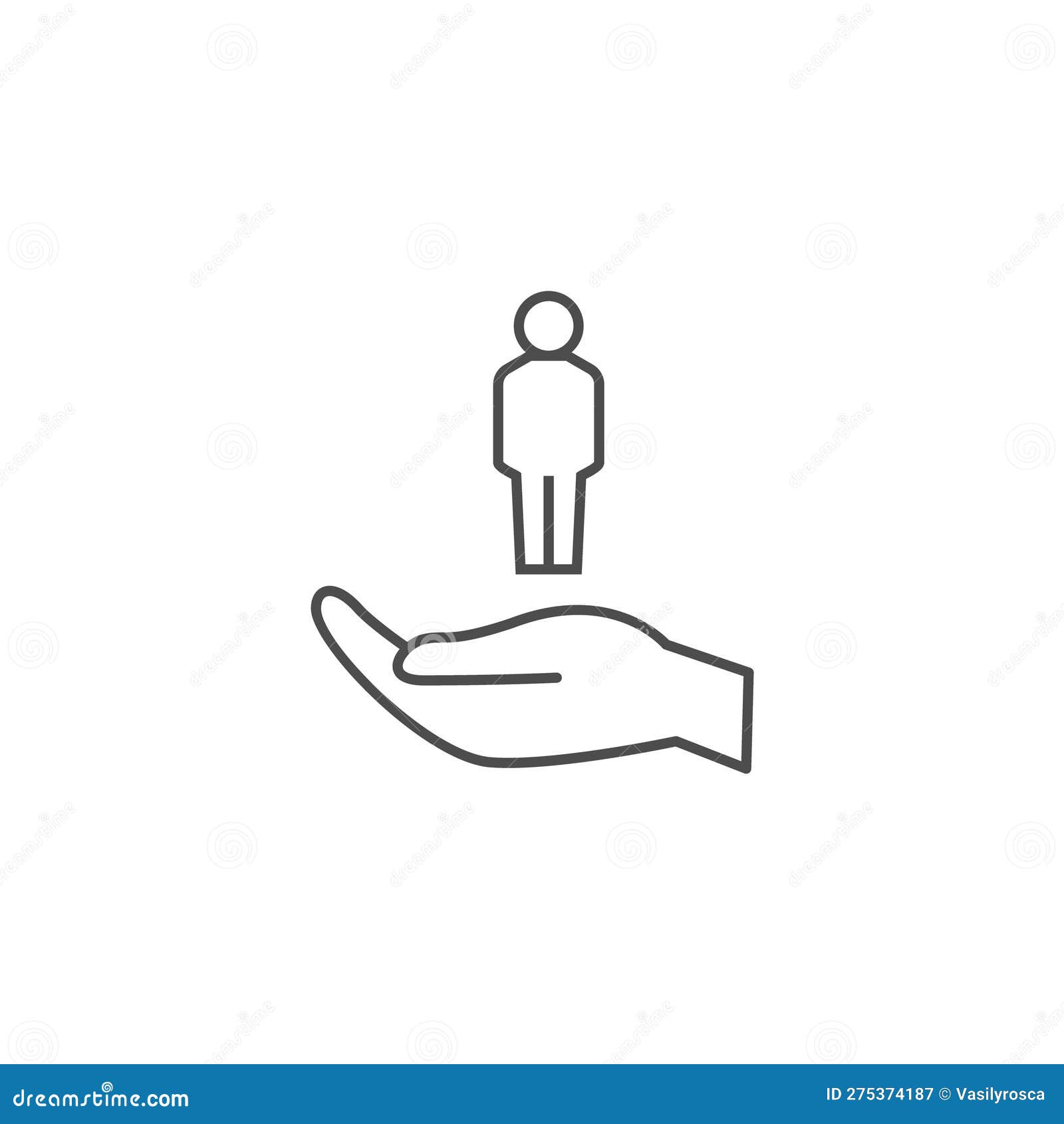 Hand Care People Support Manager Inclusive Line Icon. Stock Vector ...