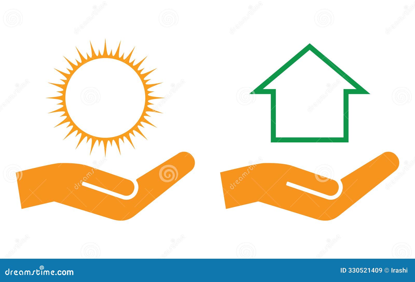Hand Care Sun and House Icon Stock Vector - Illustration of residential ...