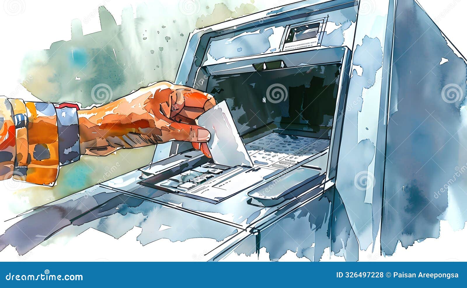 Hand Carefully Inserting Ballot into Electronic Voting Machine Concept ...