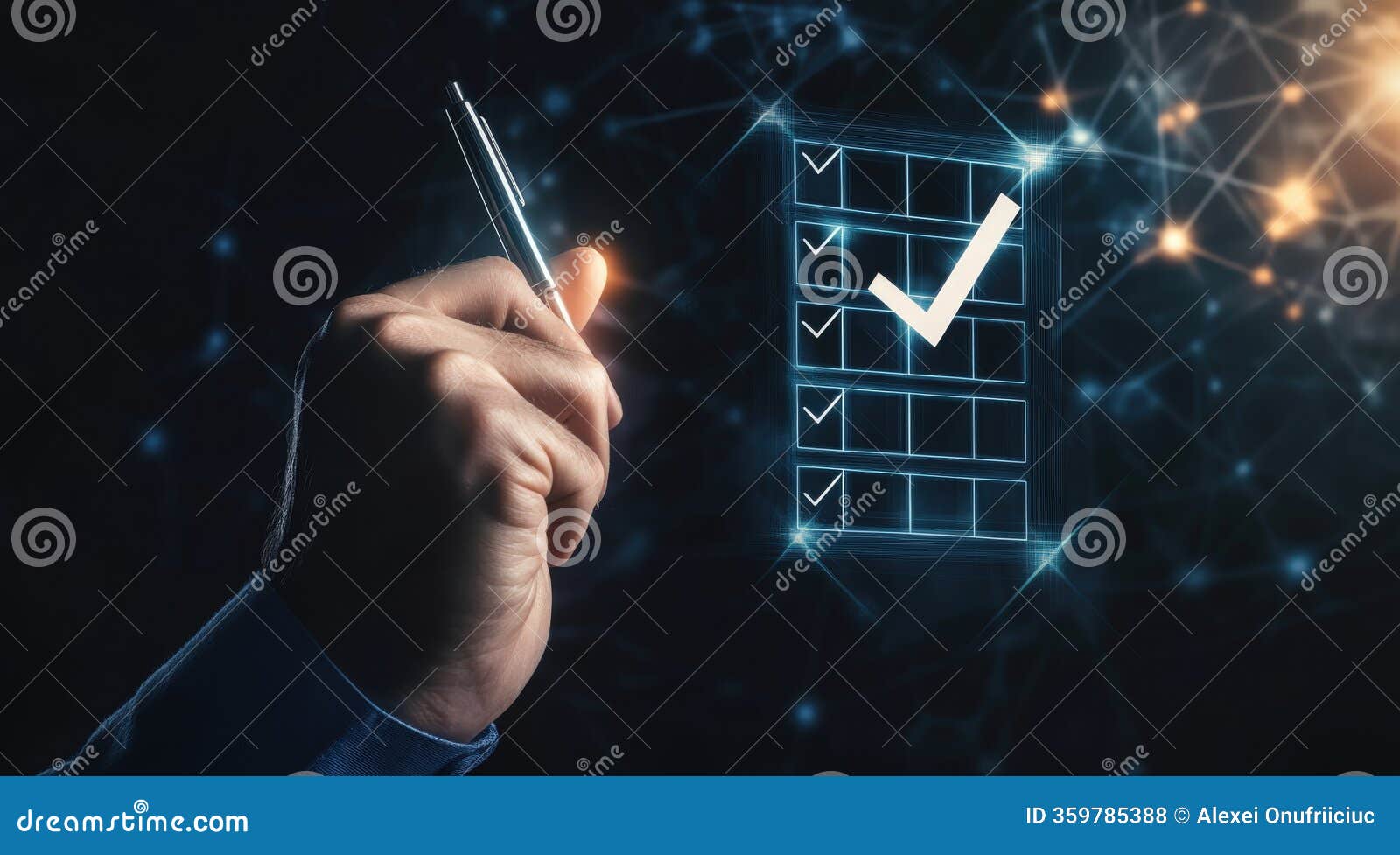 A Hand is Methodically Drawing a Check Mark on a Digital Screen Stock ...
