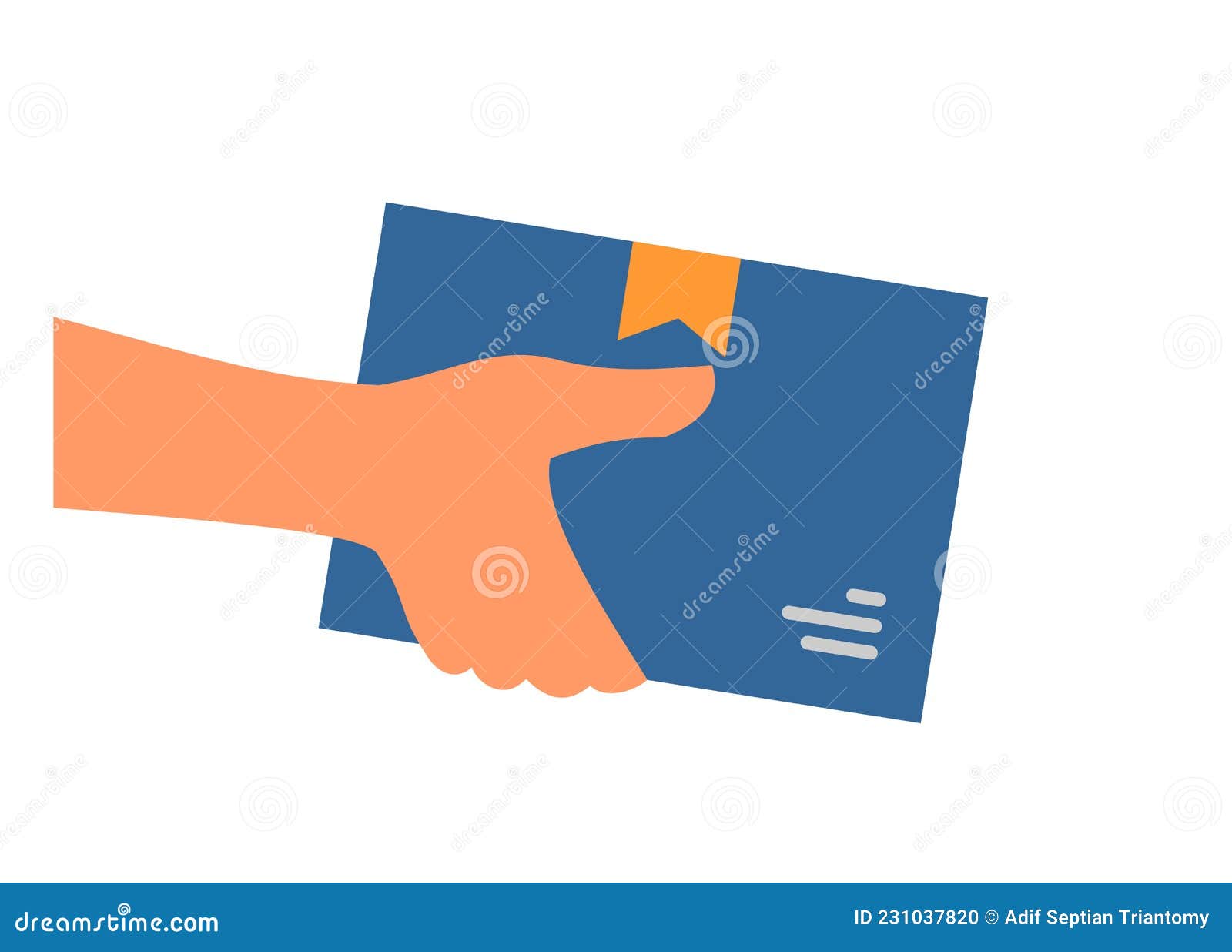 Hand Carrying and Giving a Package. Side View. Simple Flat Illustration ...