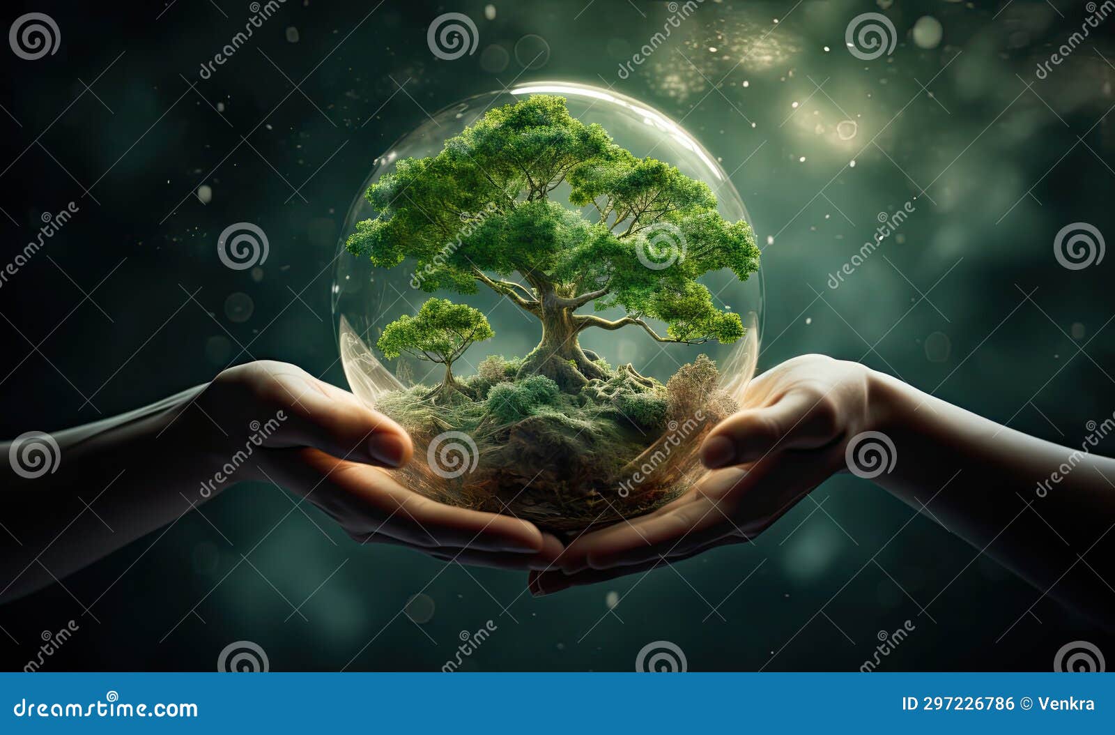 Hand Carrying an Image of a Globe with Trees Stock Illustration ...