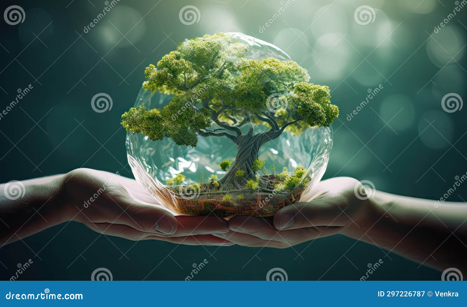 Hand Carrying an Image of a Globe with Trees Stock Illustration ...